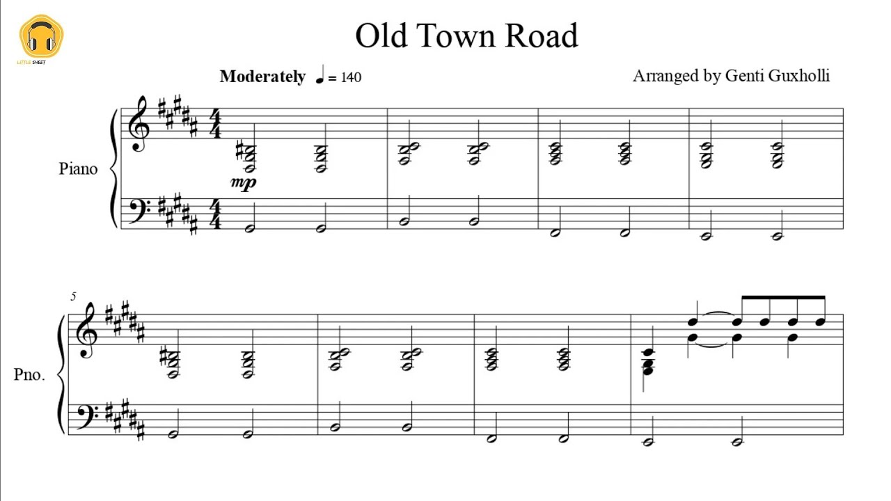 Old Town Road by Lil Nas X ft. Billy Ray Cyrus (Piano Solo/Sheets ...