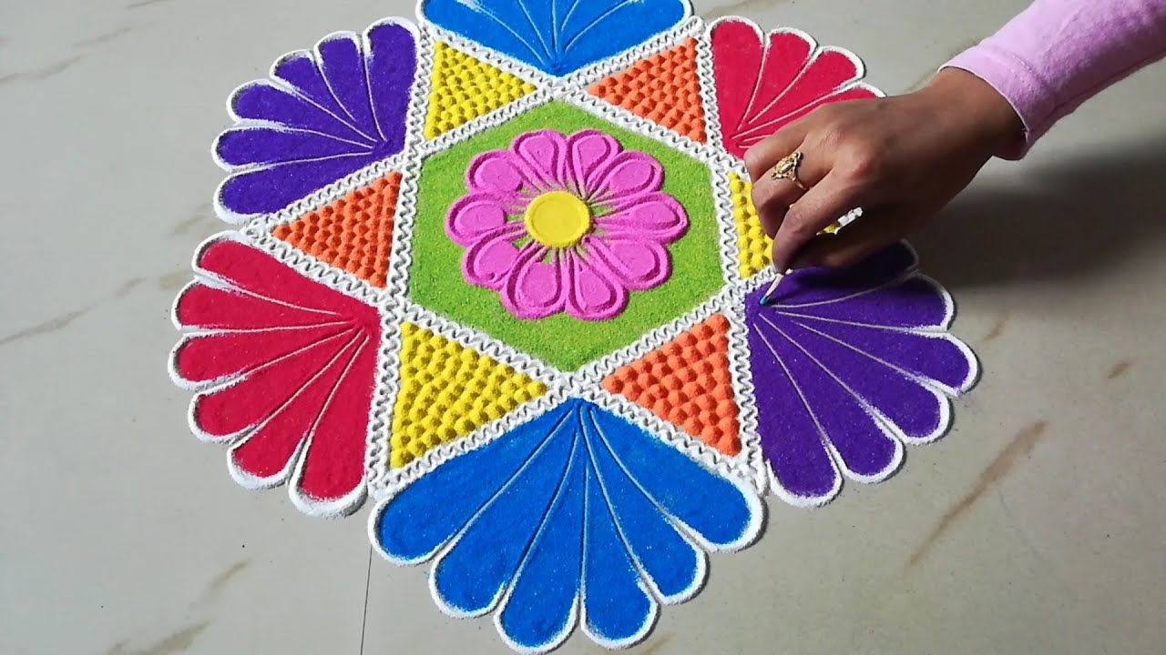 Multi-coloured Attractive Rangoli Design for Navratri, Dussehra, Laxmi ...