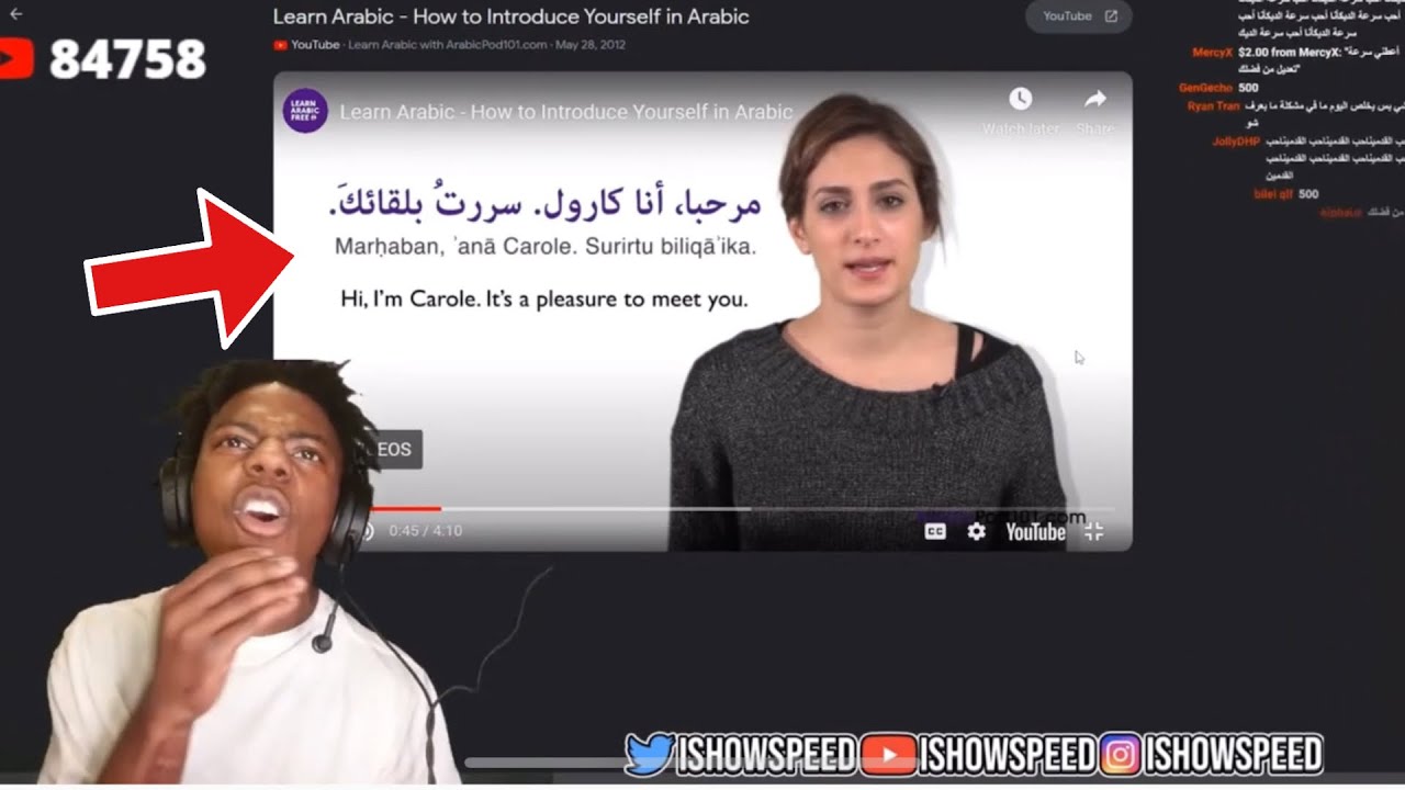 IShowSpeed attempts to learn Arabic for first time on stream! - YouTube