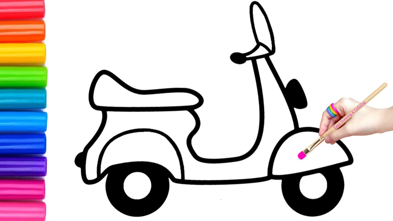 Easy Vespa Drawing,Painting and Coloring for Kids & Toddlers| How to ...