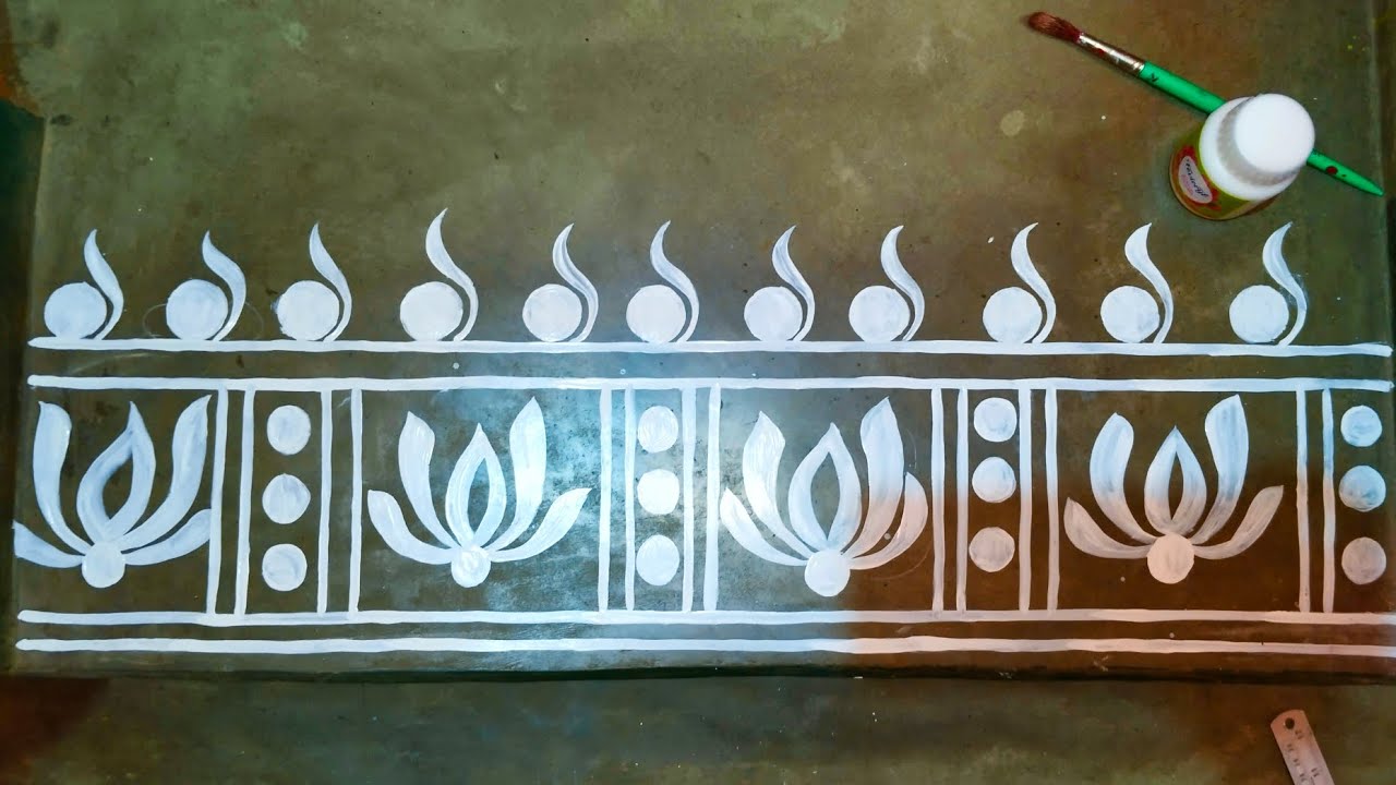 Border side Alpona design// Very easy door alpona design// Bengali ...