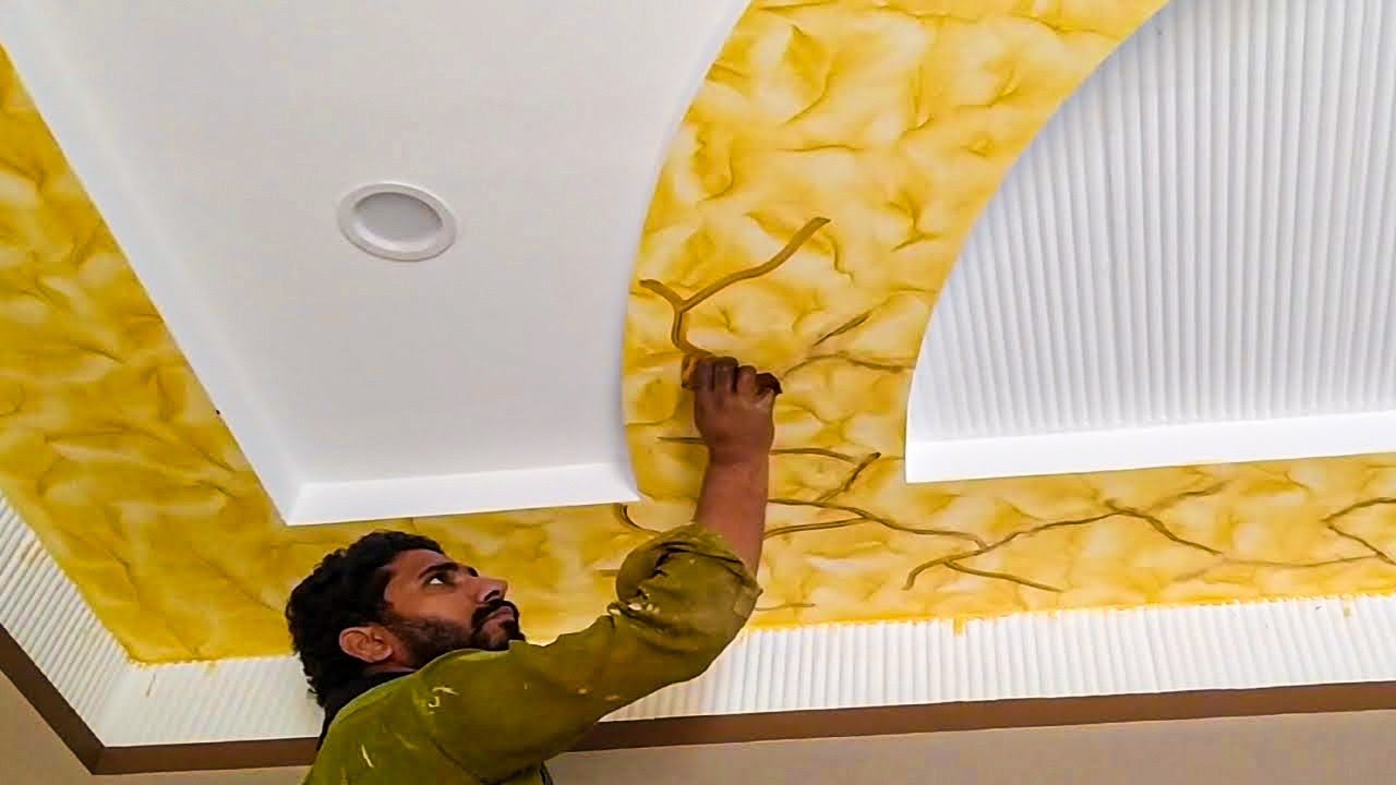 new ceiling wall marble type paint design ideas - YouTube