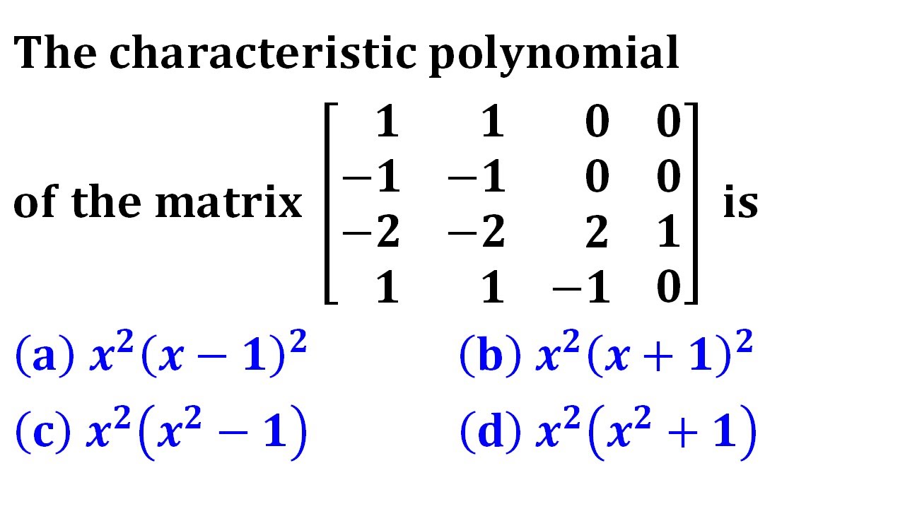 characteristic polynomial of the matrix || Cayley's Hamilton theorem ...