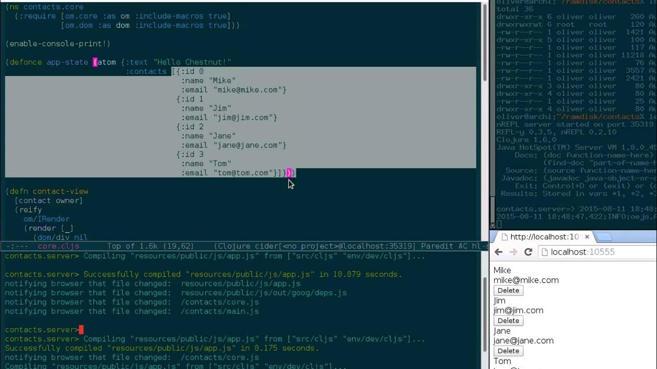 Reactive Web Applications in Clojure (Part 4.1: Building a Contacs app) - YouTube