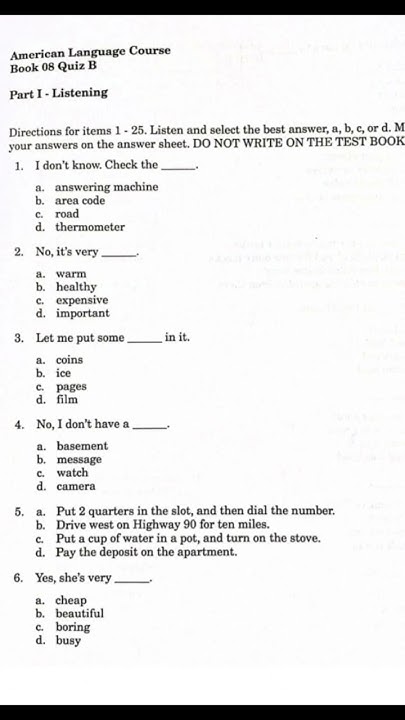 ALC BOOK 8 quiz B with answers - YouTube