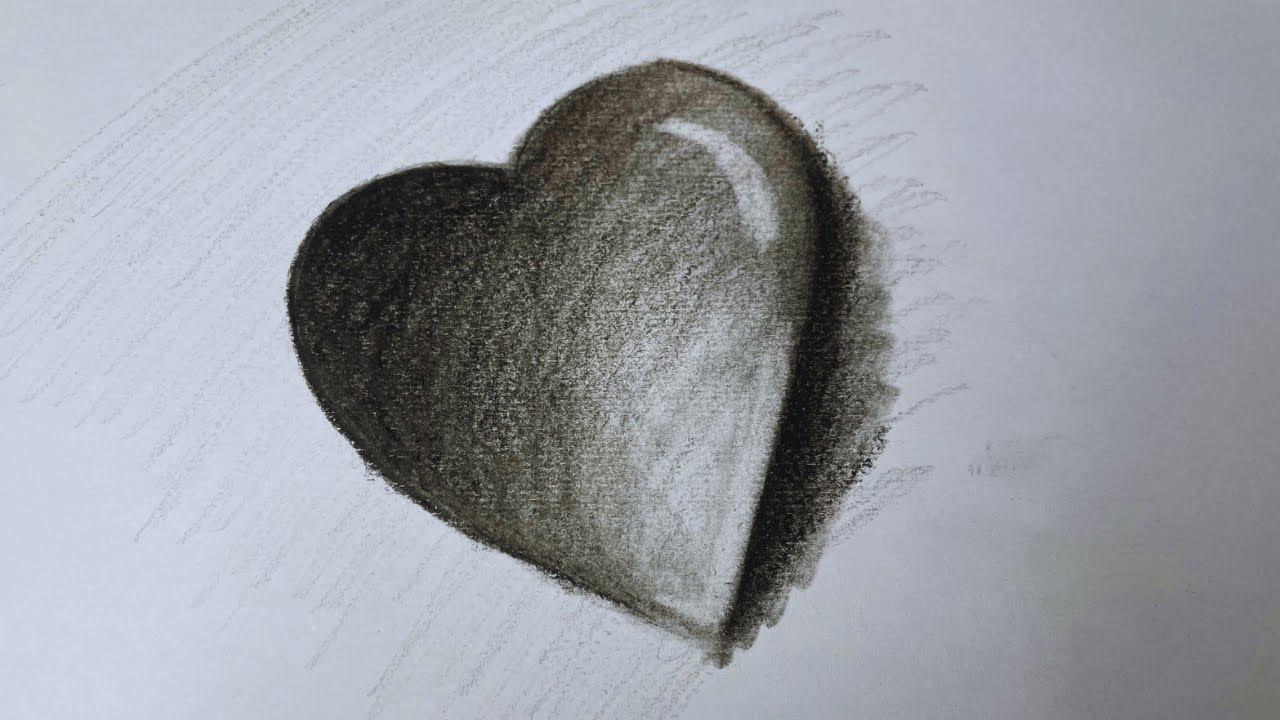 EASY 3D 💜 HEART DRAWING - follow step by step - YouTube