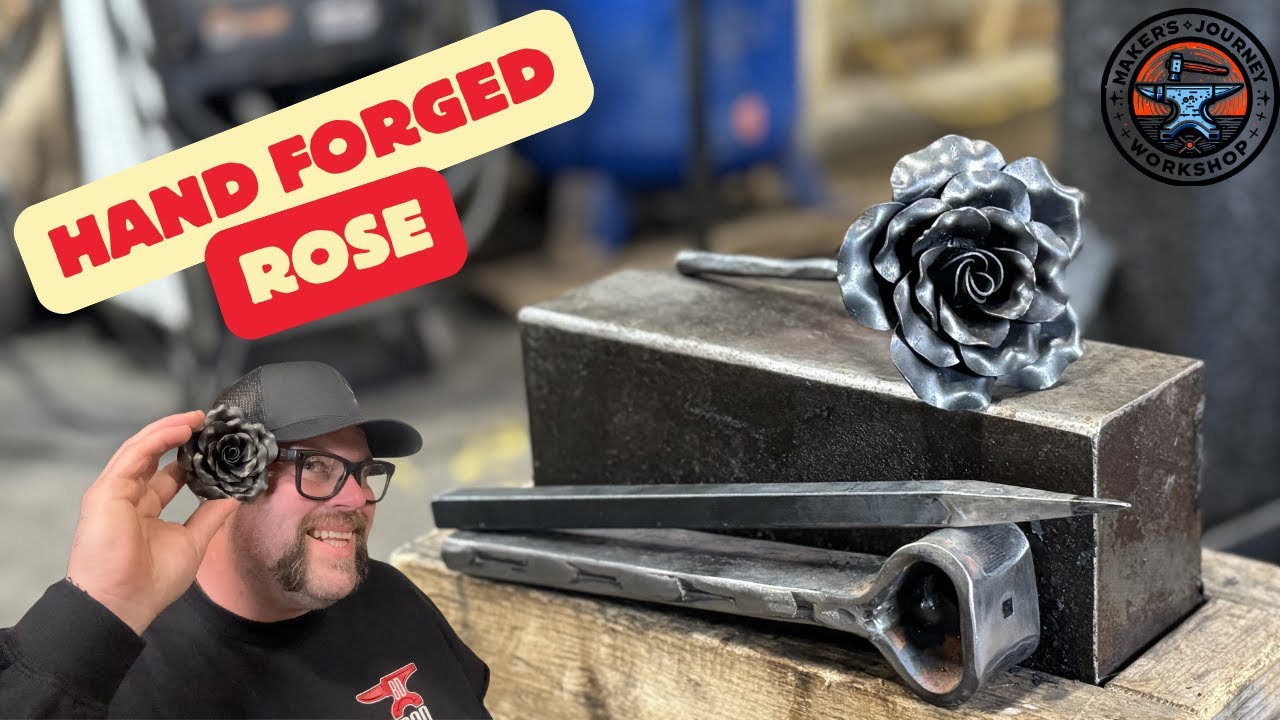 BLACKSMITHING- MAKING A HAND FORGED ROSE!! - YouTube