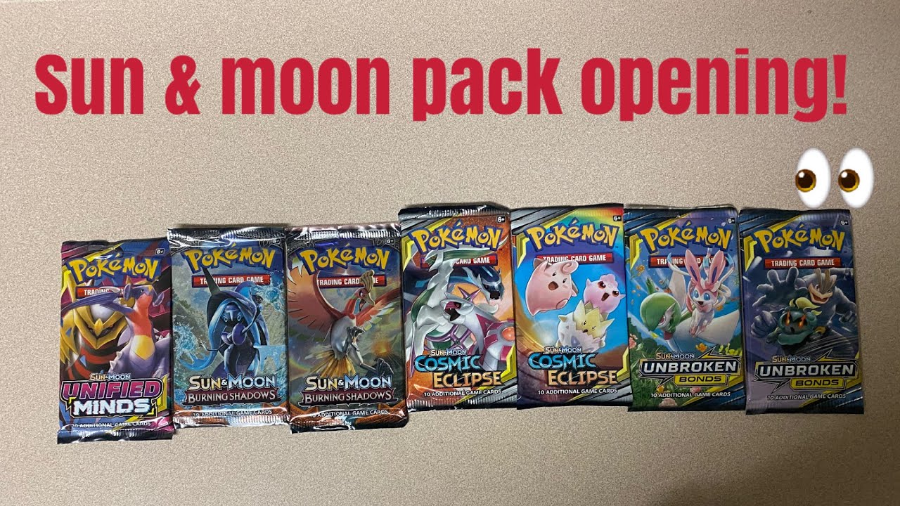 Pokémon pack opening! Sun and moon packs unbroken bonds, burning ...