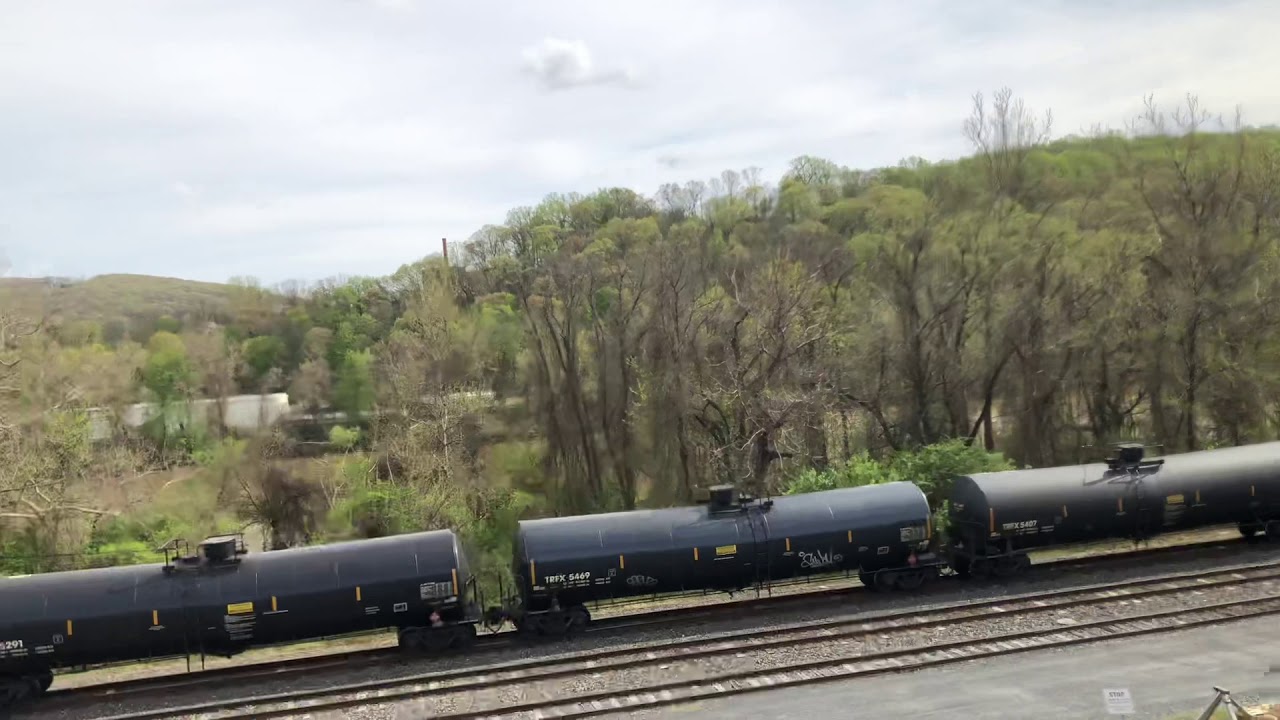 Very SLOW tanker trains and a train meet - YouTube
