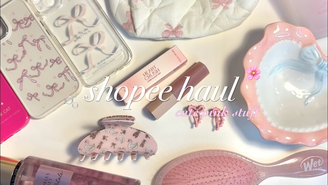 SHOPEE HAUL🎀🩰🌸 | aesthetic pink stuff, cute accessories, phone case ...