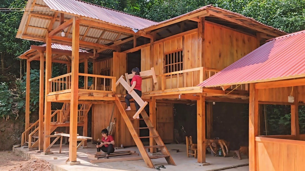 Full video: 25 days of building furniture in the kitchen, using wood to ...