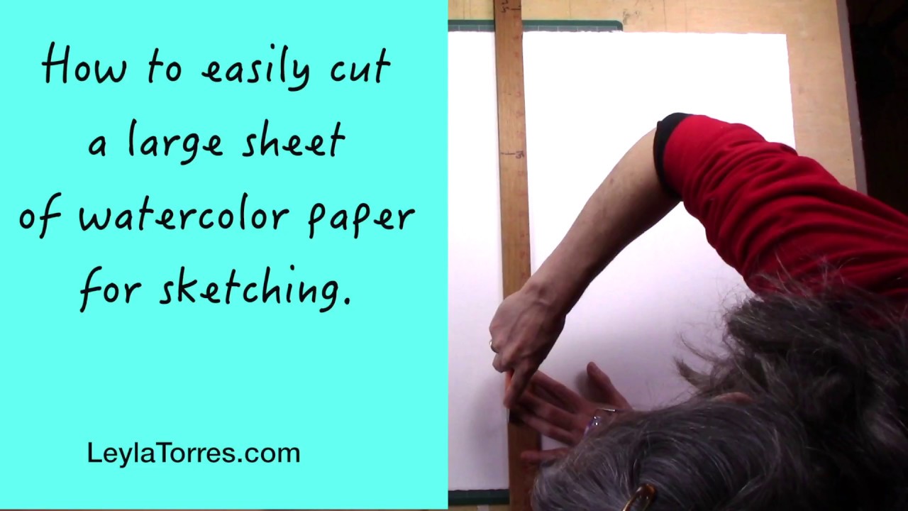 How to cut a large sheet of watercolor paper for scketching - YouTube