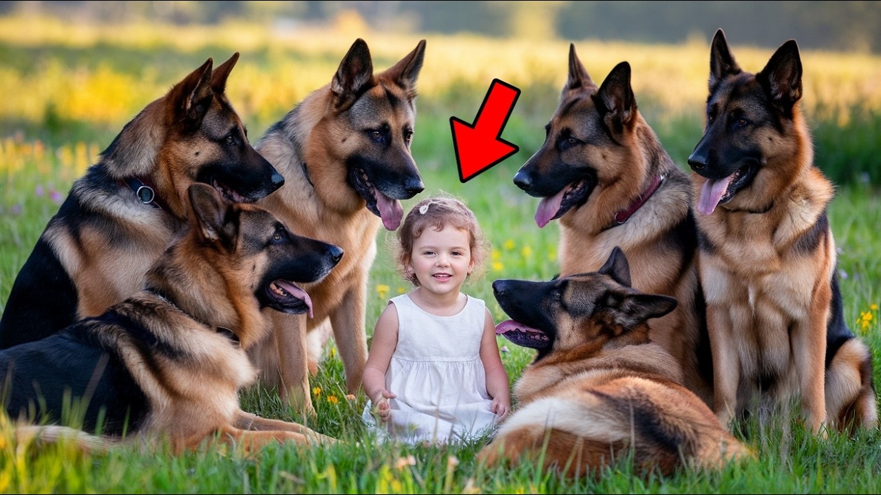 German Shepherds Protect Baby as If It Were Their Own Puppy - YouTube