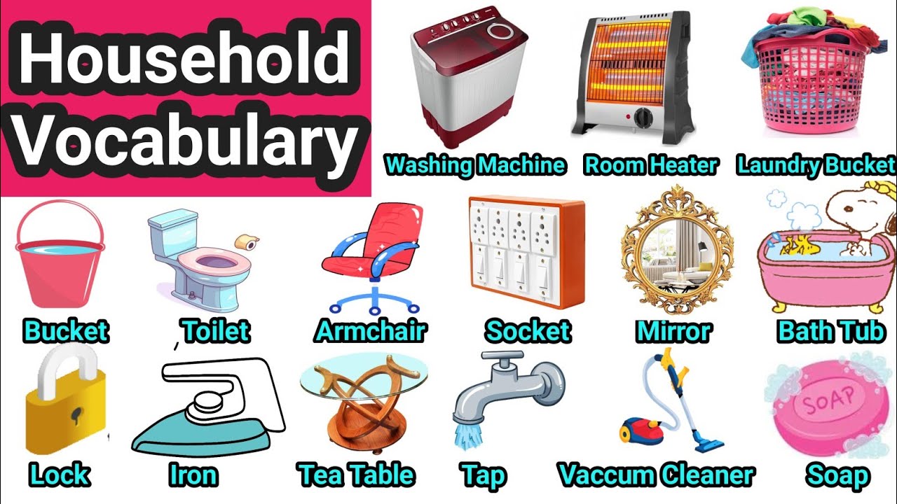 Household Items l Household Vocabulary l Daily Use household wordsl ...