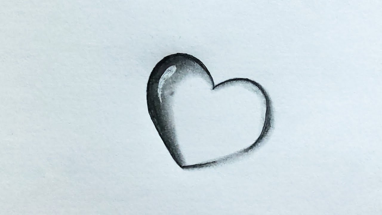3D Heart Drawing - How to draw 3D Heart - Easy Pencil Drawings - 3D ...