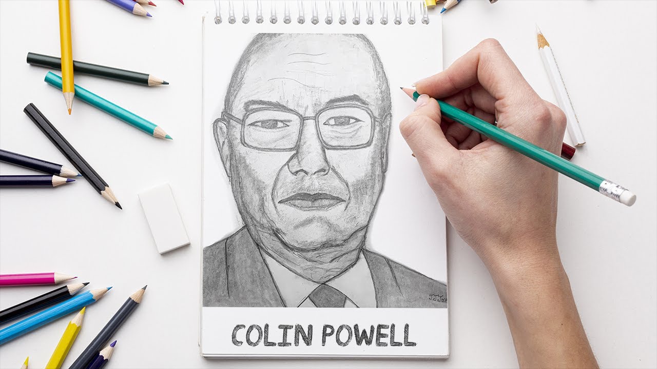 Drawing Colin Powell ASMR. American Politician and United States Army ...