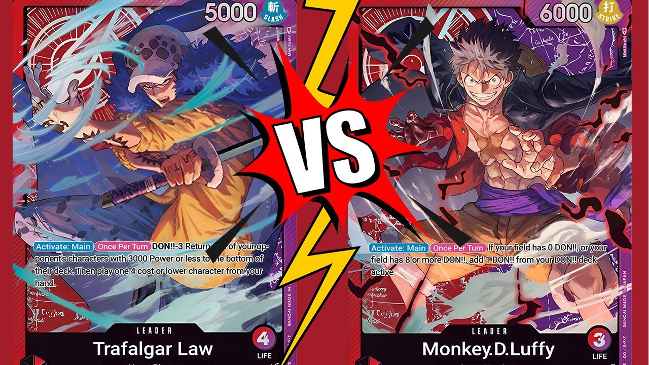 [OP-08] One Piece Card Game - Red Purple Law VS Red Purple Luffy - YouTube