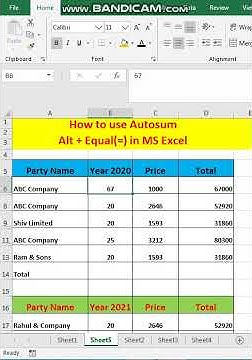 #shorts How to use Autosum Alt + Equal(=) in MS Excel #excel #viral #trending #sssci2022 - YouTube
