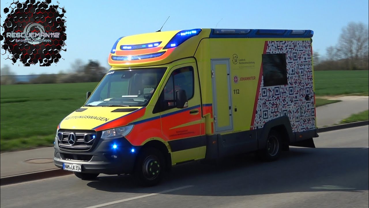 🚑 RTW mit QR-Code Beklebung (Gaffen Tötet) + NEF JUH Wismar RW Nord ...