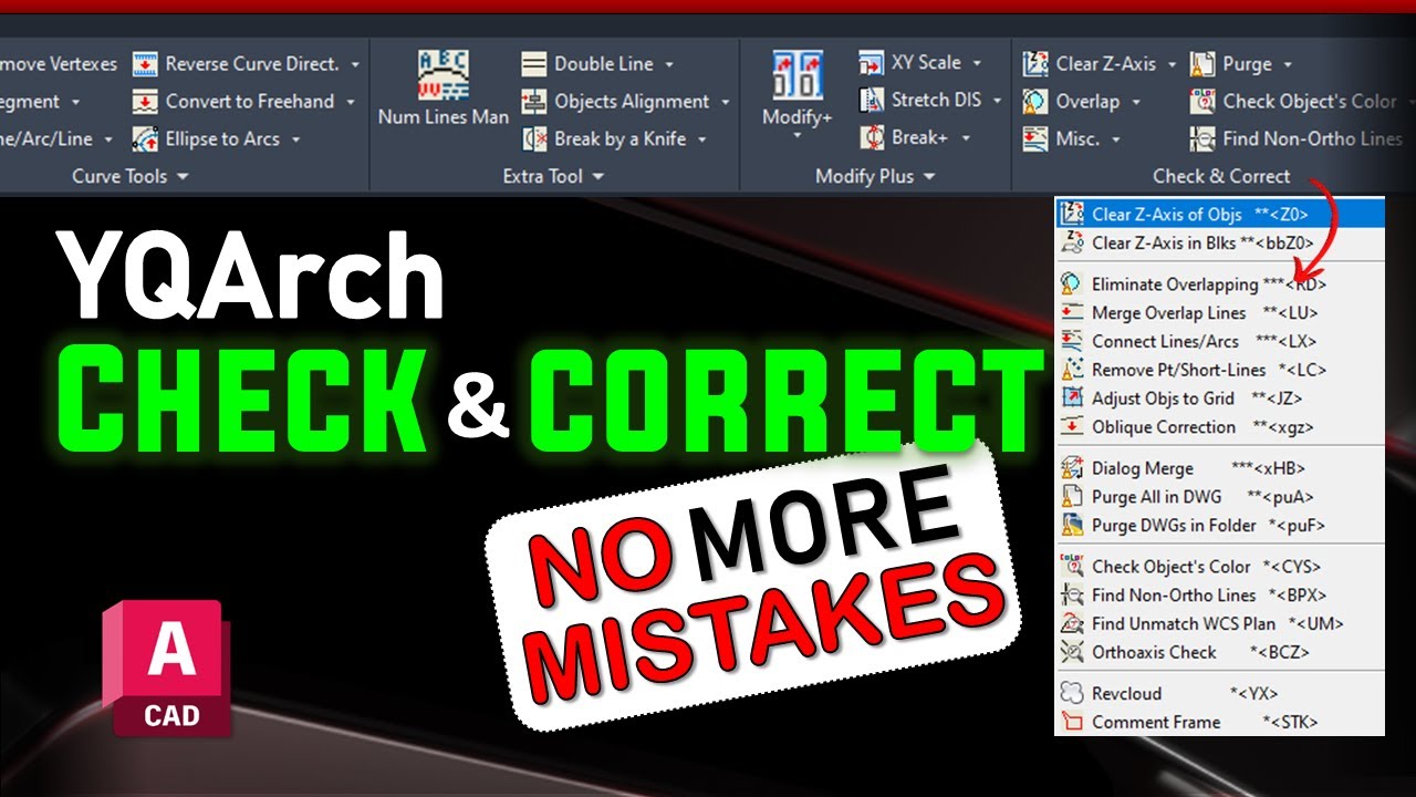 Say Goodbye to Errors! YQArch CHECK and CORRECT Tools in AutoCAD - YouTube