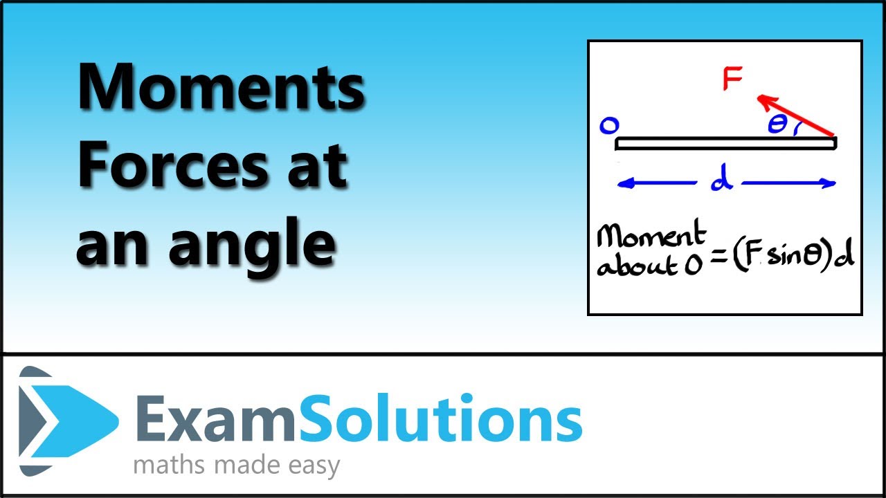 Moment of forces at an angle (non perpendicular) - YouTube