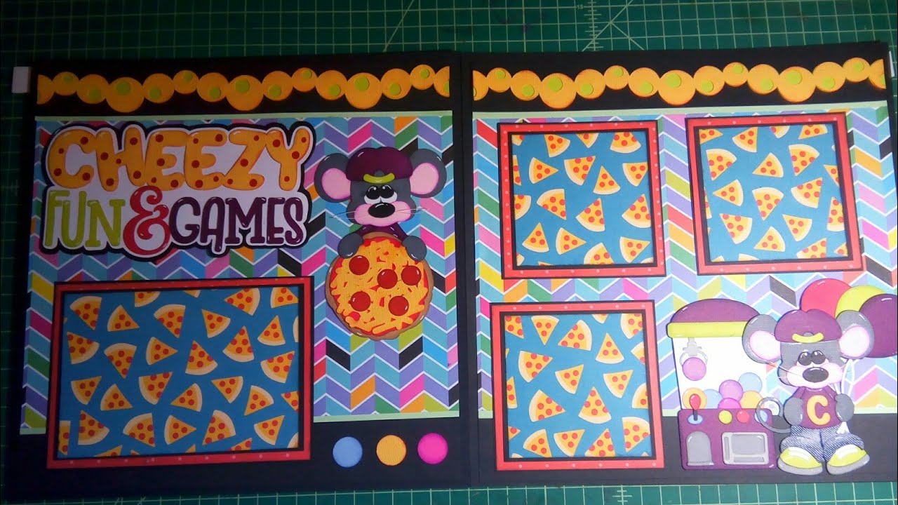 Chuck E. Cheese Scrapbook Process Layout - YouTube