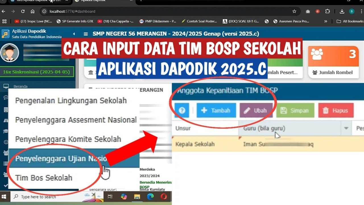 CARA INPUT TIM BOSP KE APLIKASI DAPODIK 2025.C - YouTube