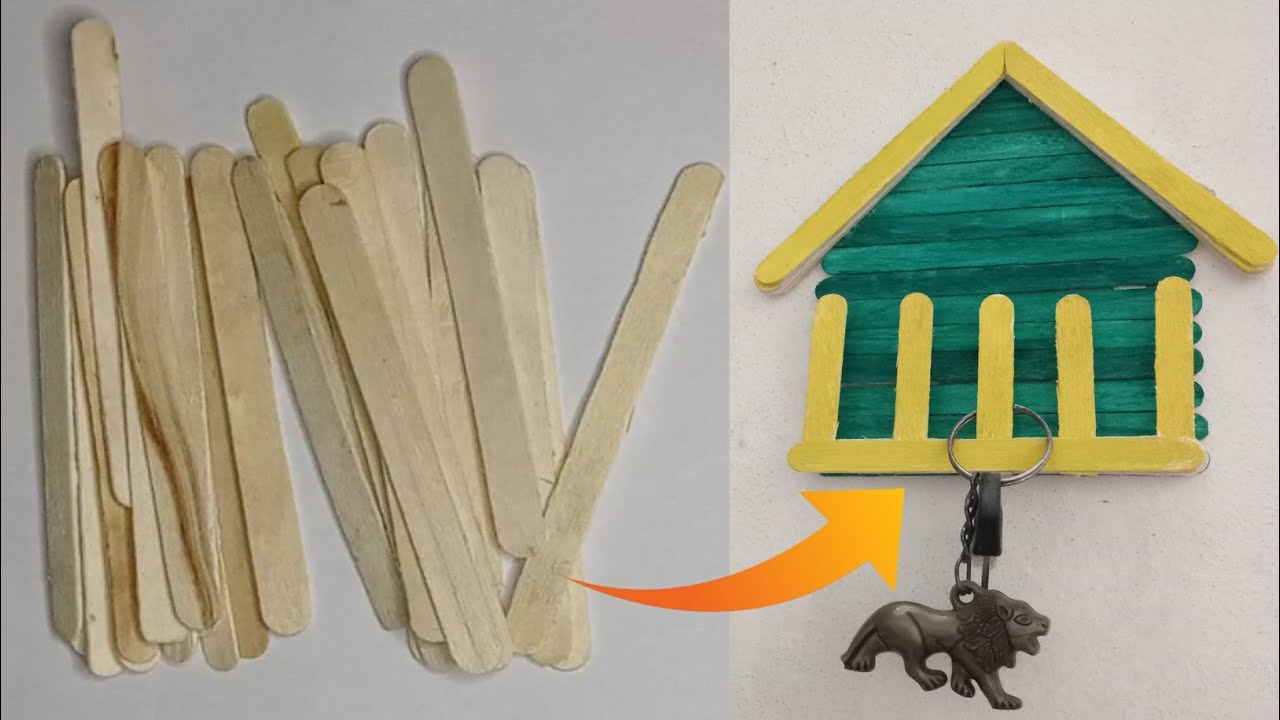 How to make Ice Cream sticks keys holder/ keys holder / by Kainat with ...