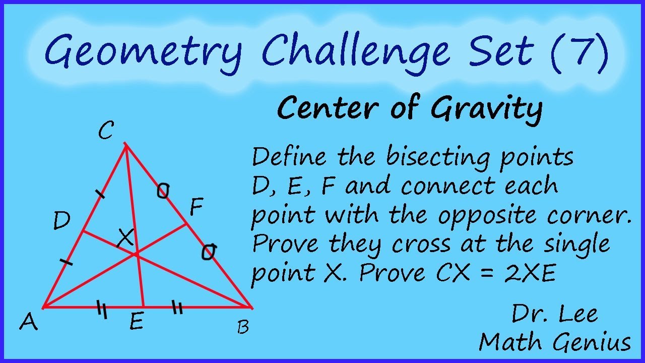 Geometry Challenge (7) - Center of Gravity of a Triangle - YouTube