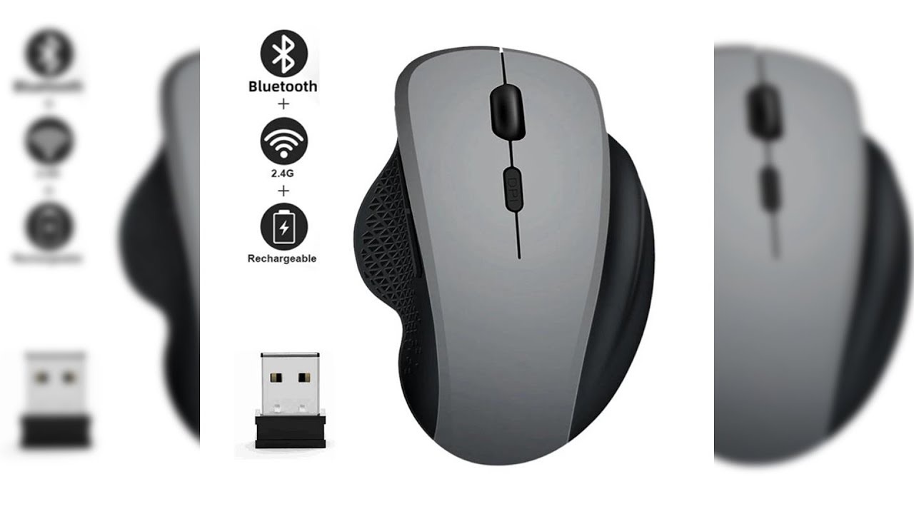 AIEACH Wireless Mouse Bluetooth 5.0 Portable Ergonomic 2.4GHz 1600DPI ...
