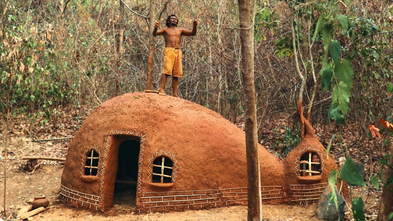 Build Most Amazing Unique Vertical Gourd Underground House By Primitive ...
