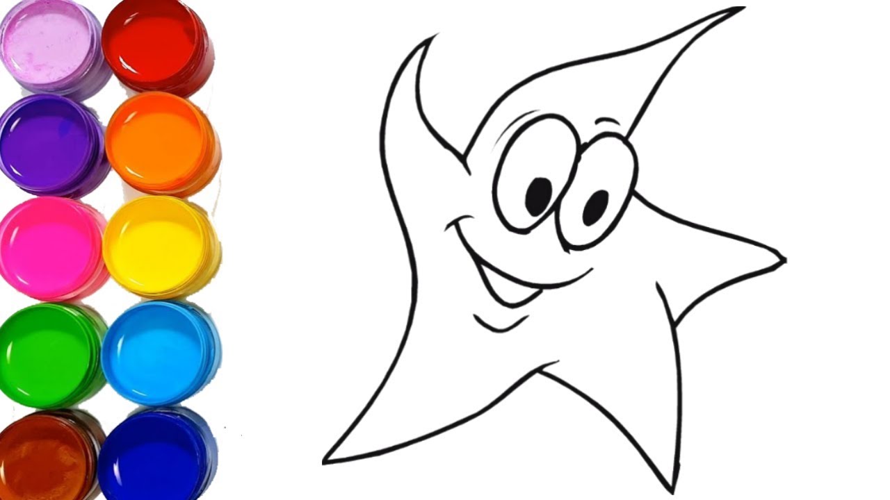 Draw a Cute Star Step by Step for Kids Learn Colors with Coloring Book ...