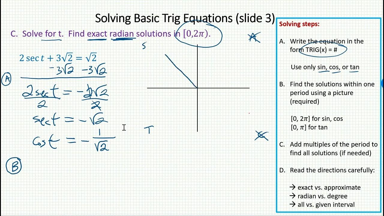 Math 373 7.3 part 1A video 3 solving basic trig equations part 3 - YouTube