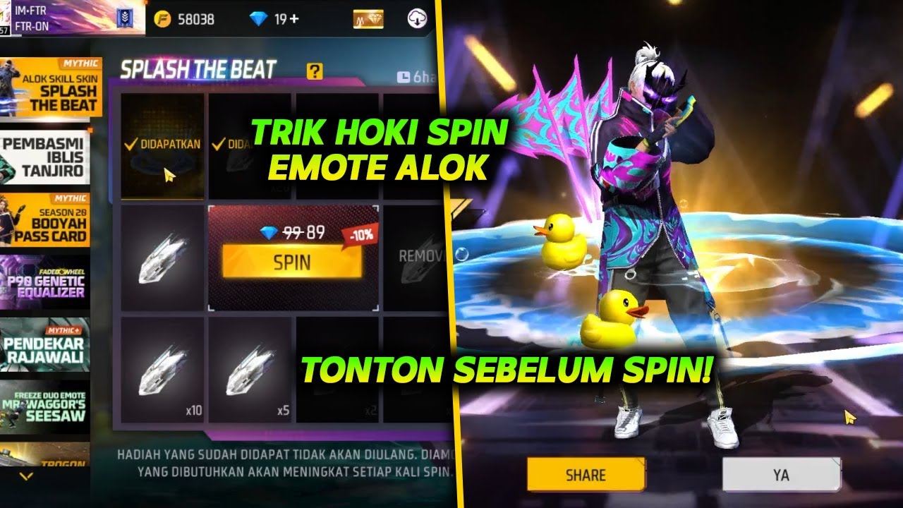 TRIK HOKI SPIN EMOTE ALOK TERBARU FF !! TRIK SPIN ALOK SKILL SKIN ...