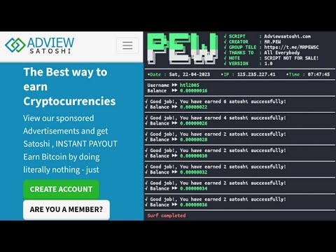 Script Web Adviewsatoshi Auto Surf Earn Satoshi BTC Min Withdraw 1 ...