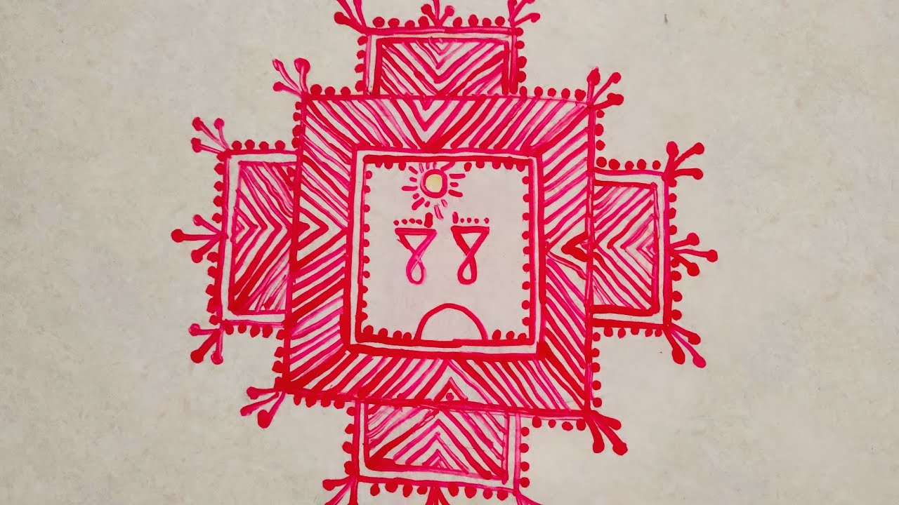 Mandana Design For Diwali ll Easy Simple Rangoli ll Traditional Rangoli ...