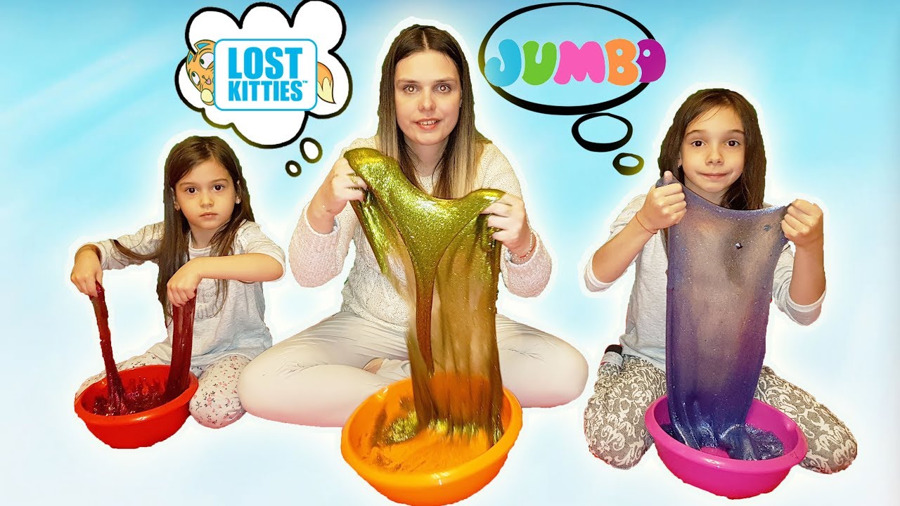 LOST KITTIES in SLIME slaim din Lipici cu Sclipici JUMBO | Mara ...