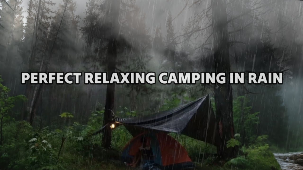 RELAXING CAMPING IN THE RAIN - SOLO CAMPING HEAVY RAIN AND THUNDERSTORM ...