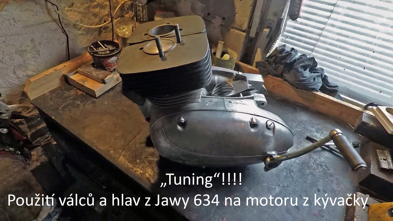 Jawa 350-354 GO motoru / Úhlování ojnic / Spojka, válce a hlavy z Jawy ...