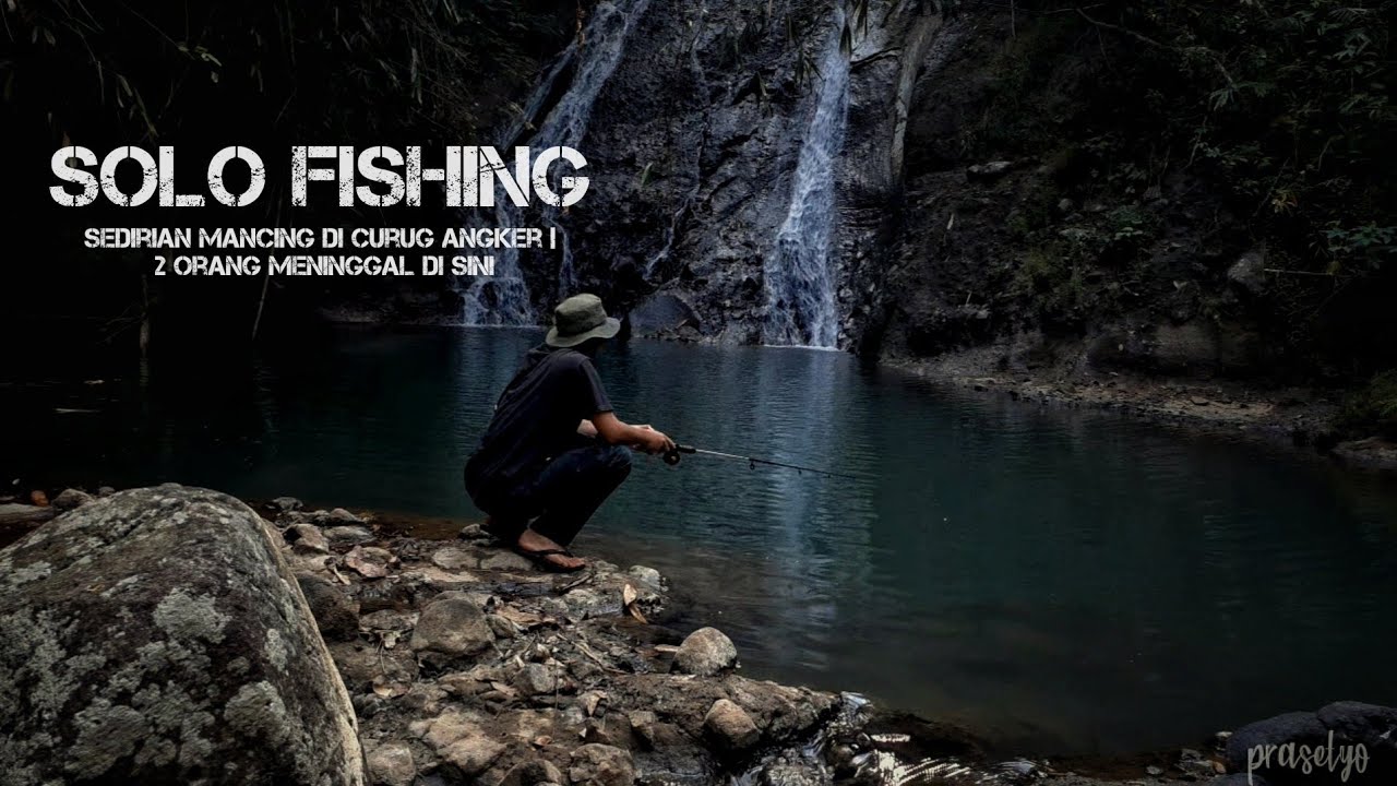 solo fishing : sendiri mancing ikan di curug tengah hutan - YouTube