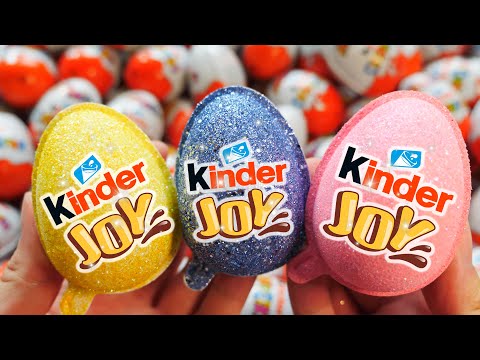 NEW! Glitter Kinder Joy opening ASMR  - a lot of Kinder Surprise egg toys