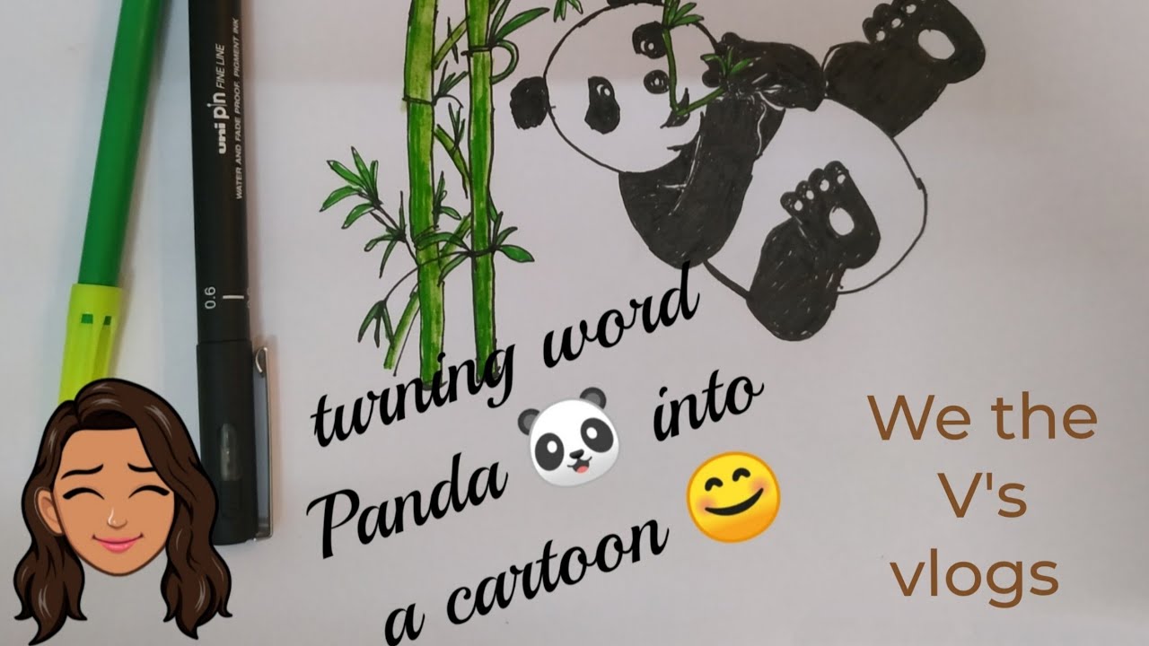 Draw with me, Turning word Panda 🐼 into a cartoon/ simple drawing ...