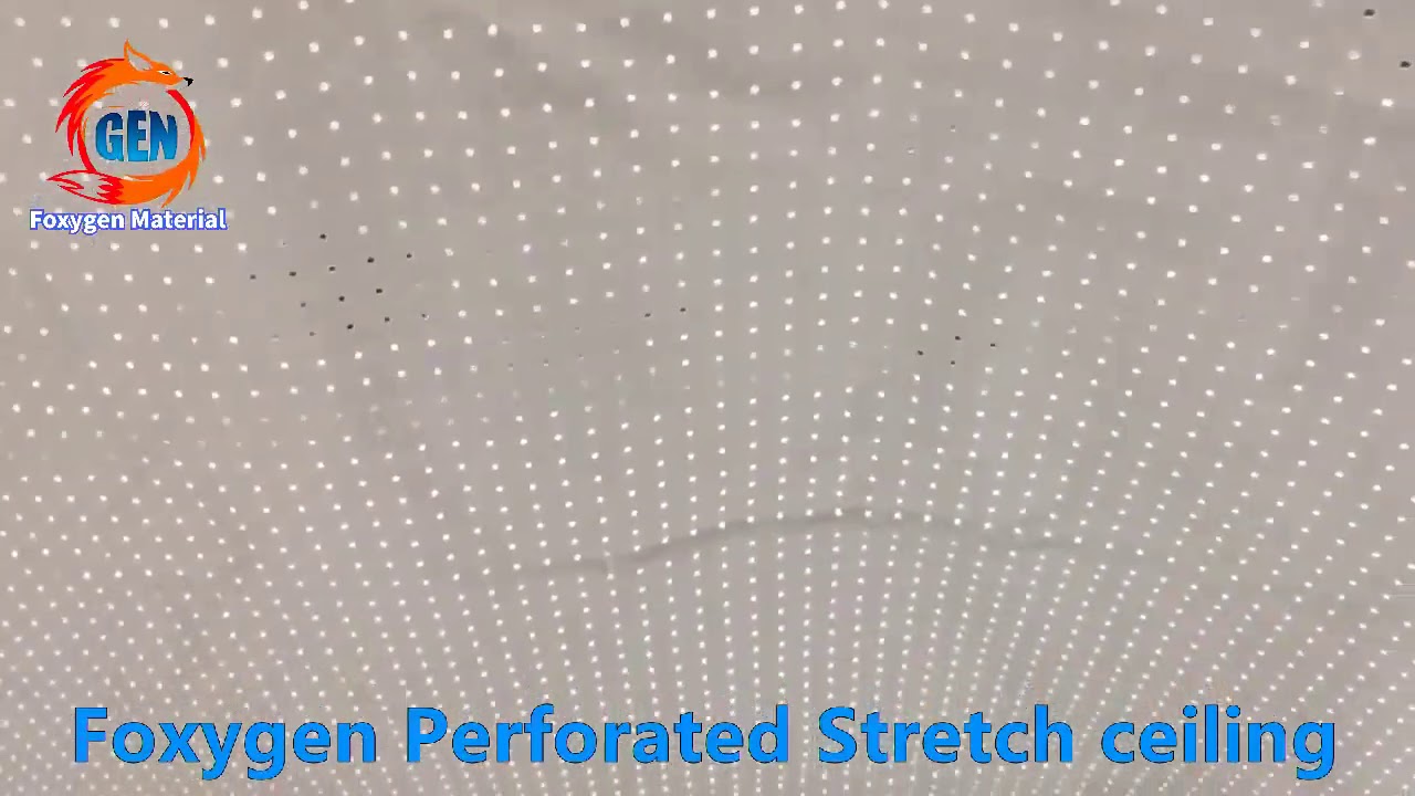 Acoustic sound-absorbing perforated stretch ceiling panel for suspended ...