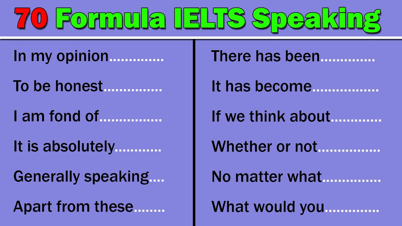 70 Most Commonly Used Sentence Patterns In IELTS Speaking YouTube