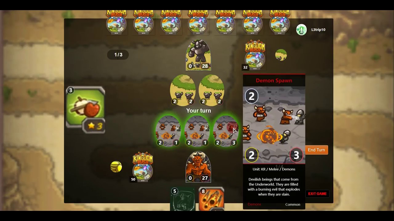 Kingdom Rush Card Game Match 1 - YouTube