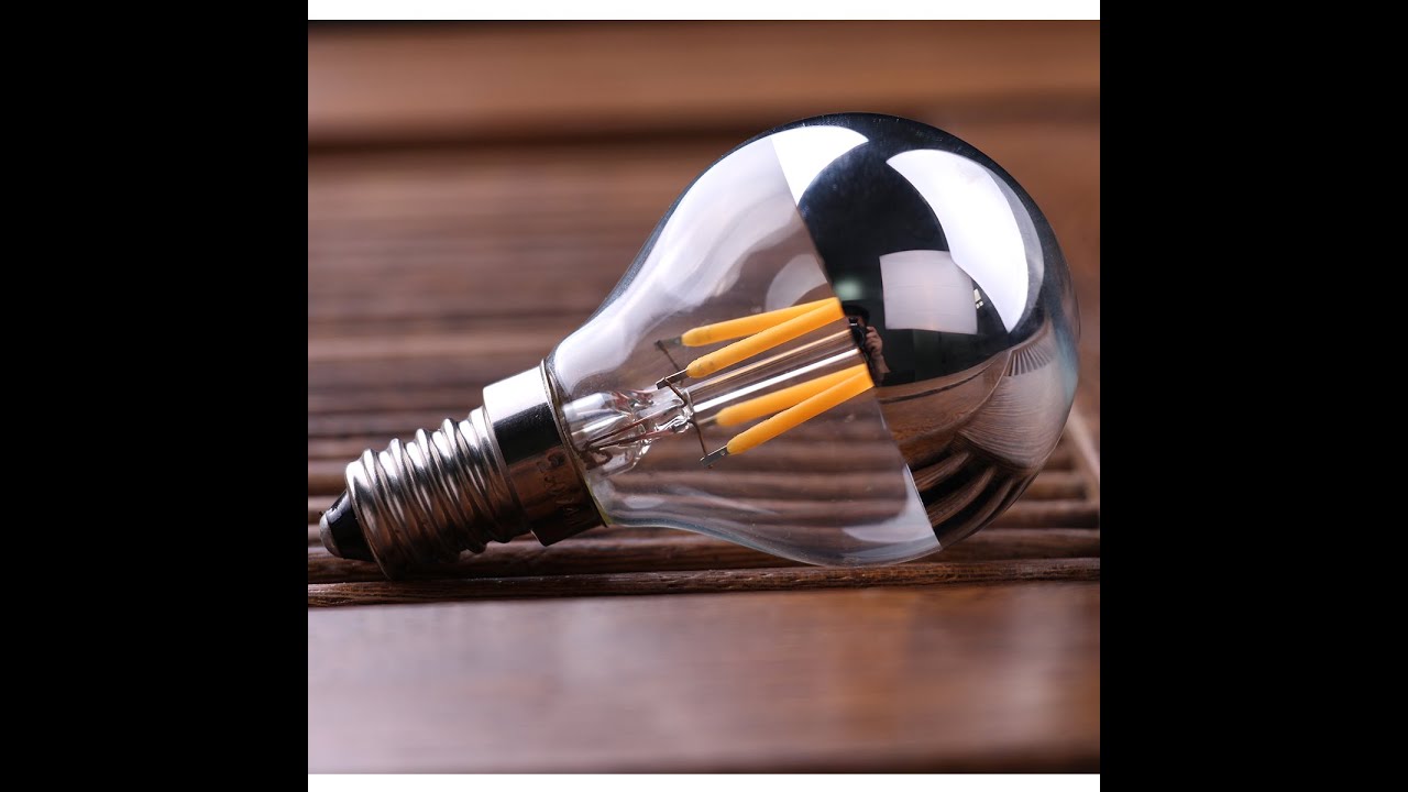 half chrome led light bulb-G45 silver led bulb Mirror decor bulb - YouTube