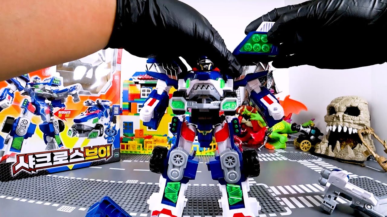 미니특공대 브이레인저스 샤크로스브이 변신!! Mini Commando V-Rangers Shark Cross V Transformation!! - YouTube