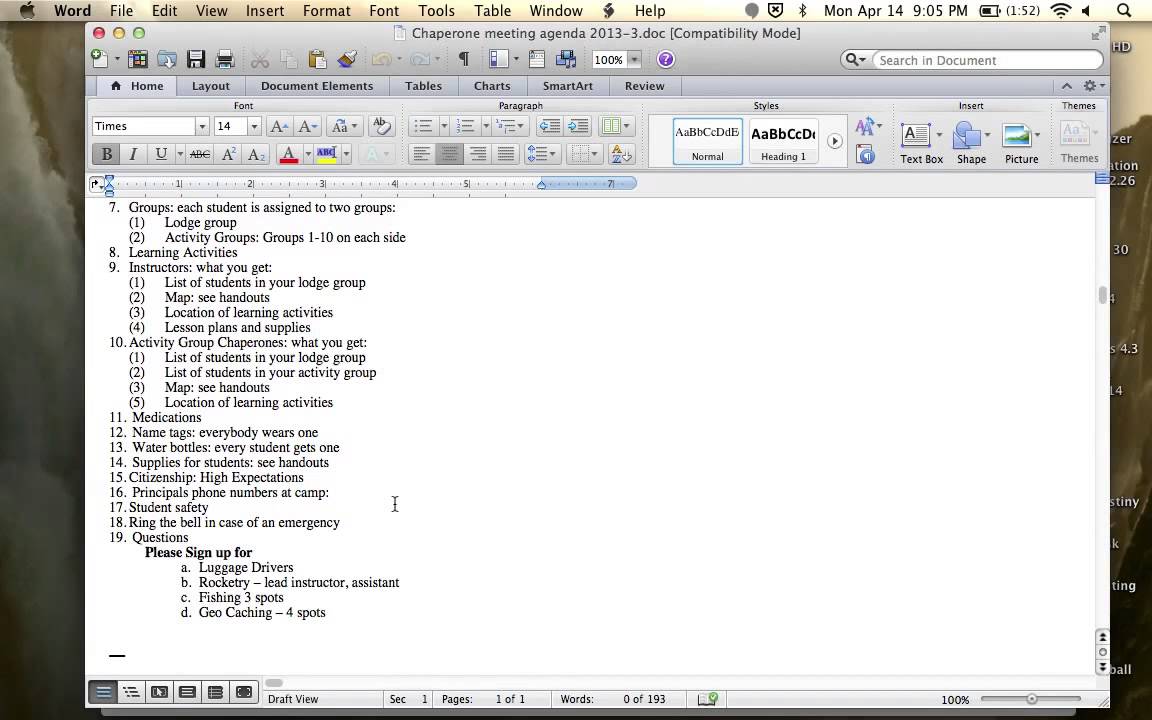 Chaperone meeting info - YouTube