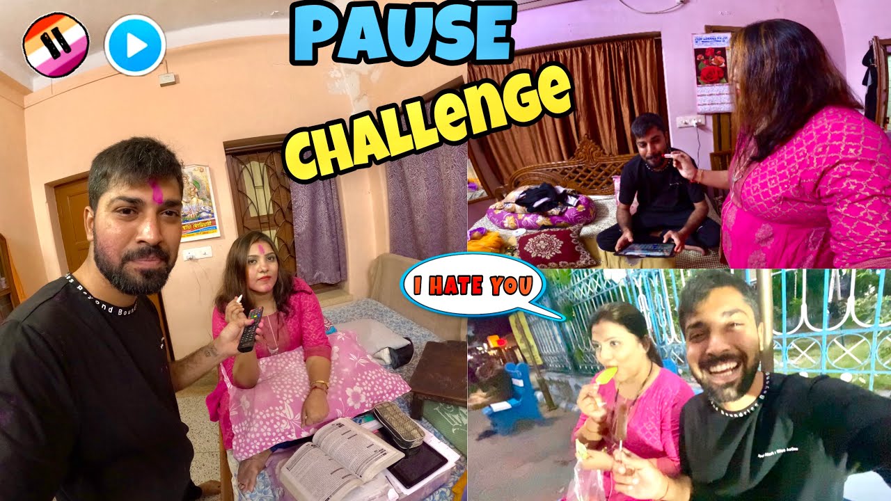 Extreme Pause Challenge with wife 😨She got angry 😠 | 24 hours Prank on ...