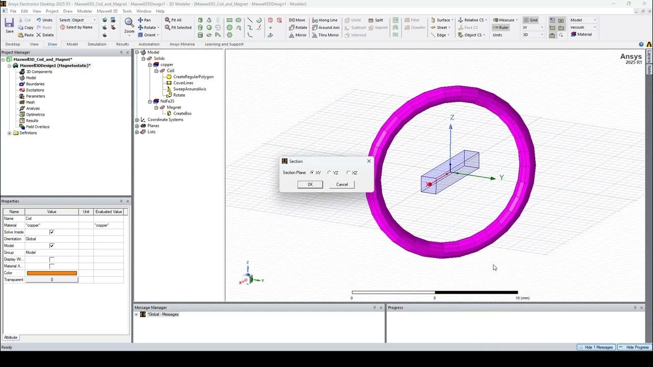 Ansys Maxwell: Magnetostatic 3D Analysis of Coil and Magnet - YouTube